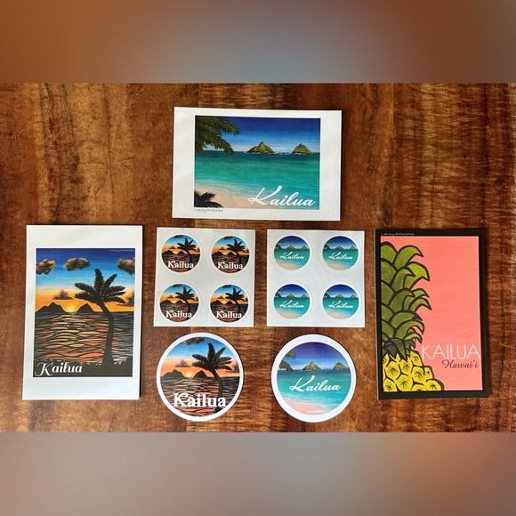 Office | Lacey Artworks Kailua Postcard And Sticker Bundle Pack Pack Of ...